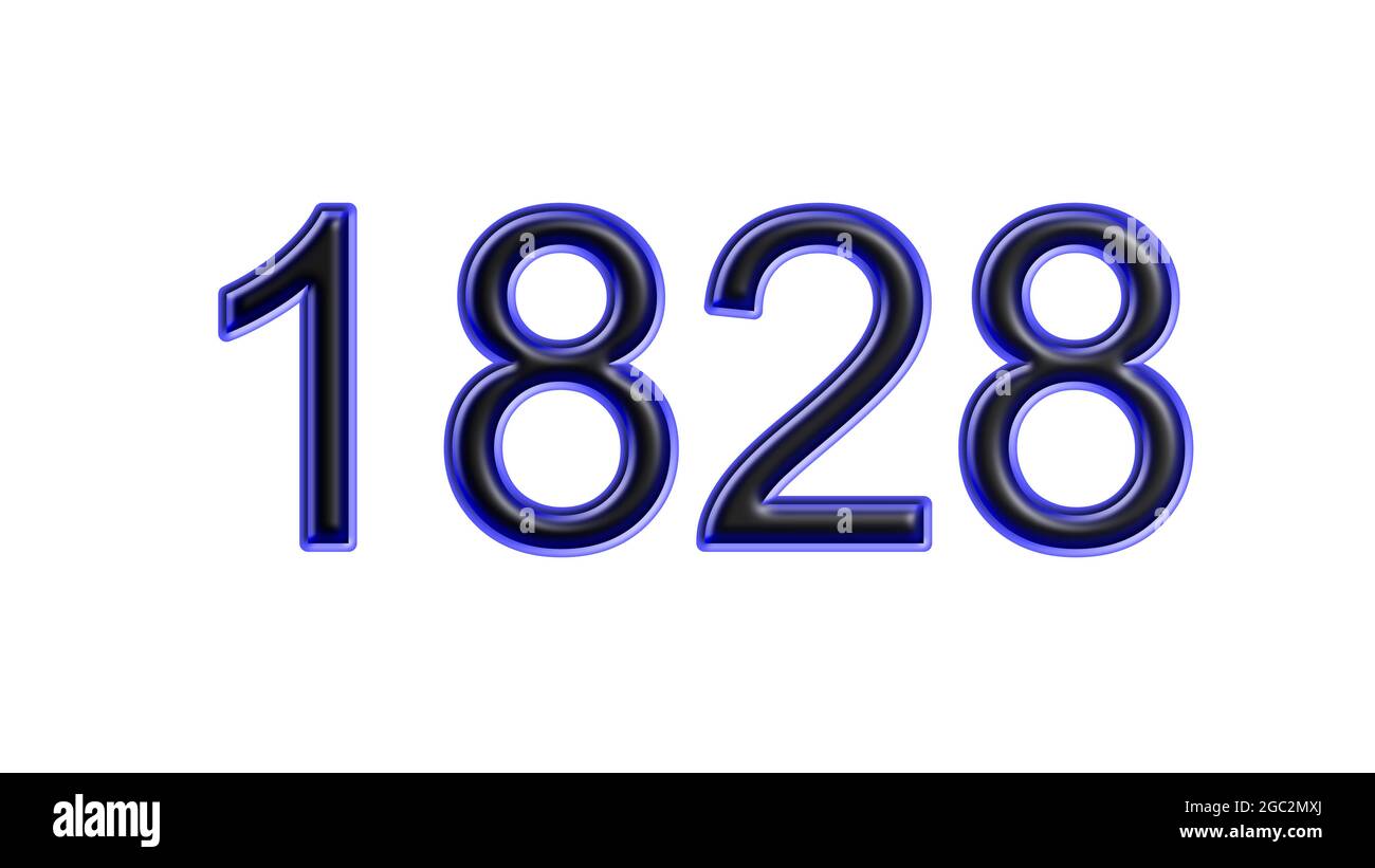blue 1828 number 3d effect white background Stock Photo - Alamy