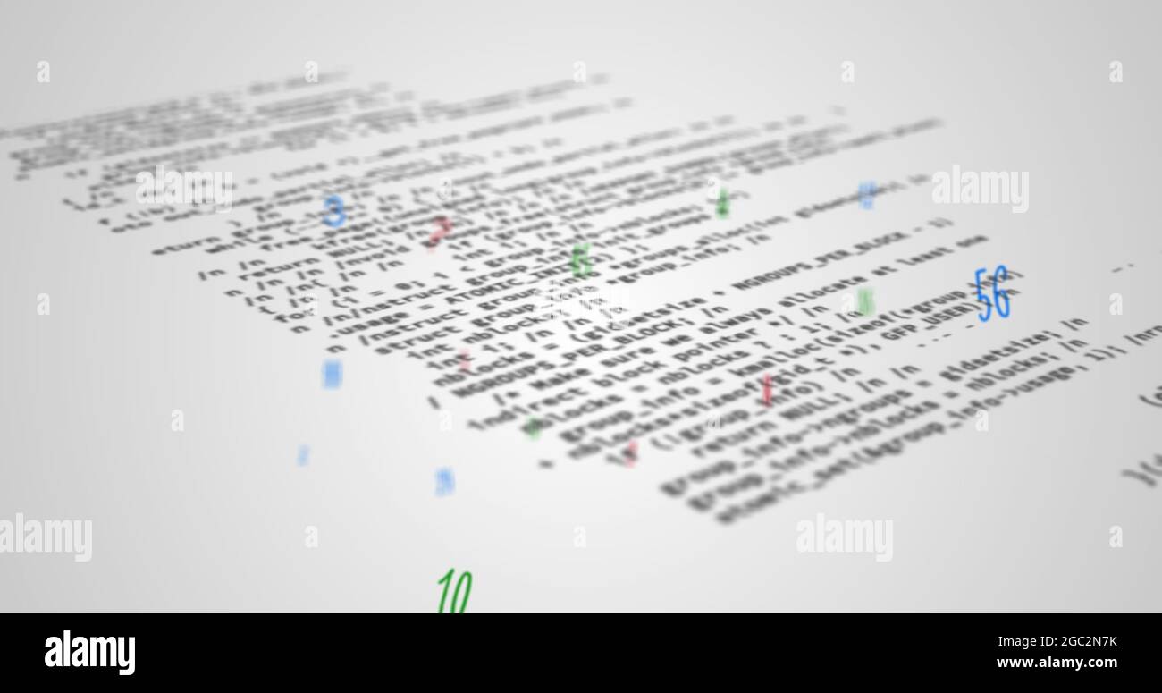 Digital image of multiple numbers and symbols floating against data ...