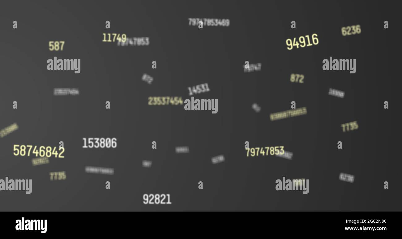 Digital image of multiple changing numbers moving and floating against grey background Stock ...