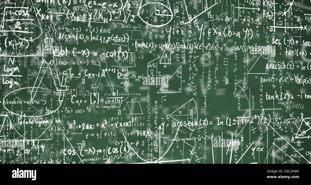 Digital image of mathematical equations moving against mathematical ...