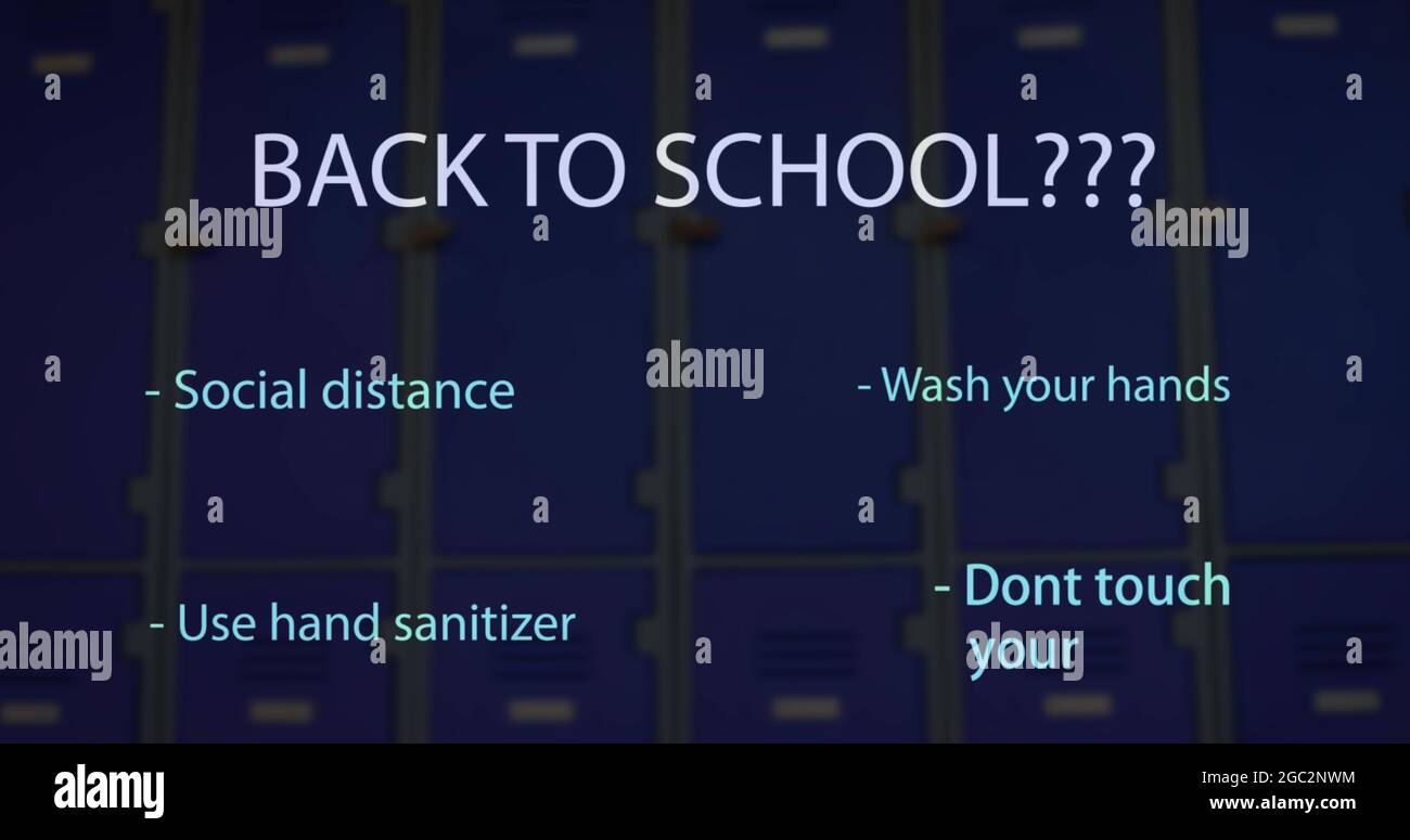 Back to school text and coronavirus concept texts against school ...