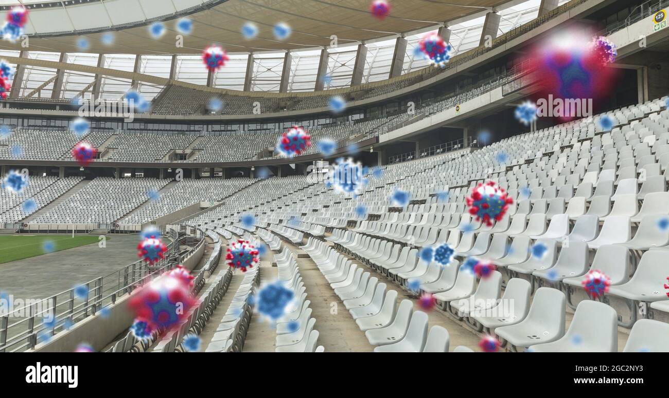 Covid-19 cells against empty sports stadium Stock Photo - Alamy