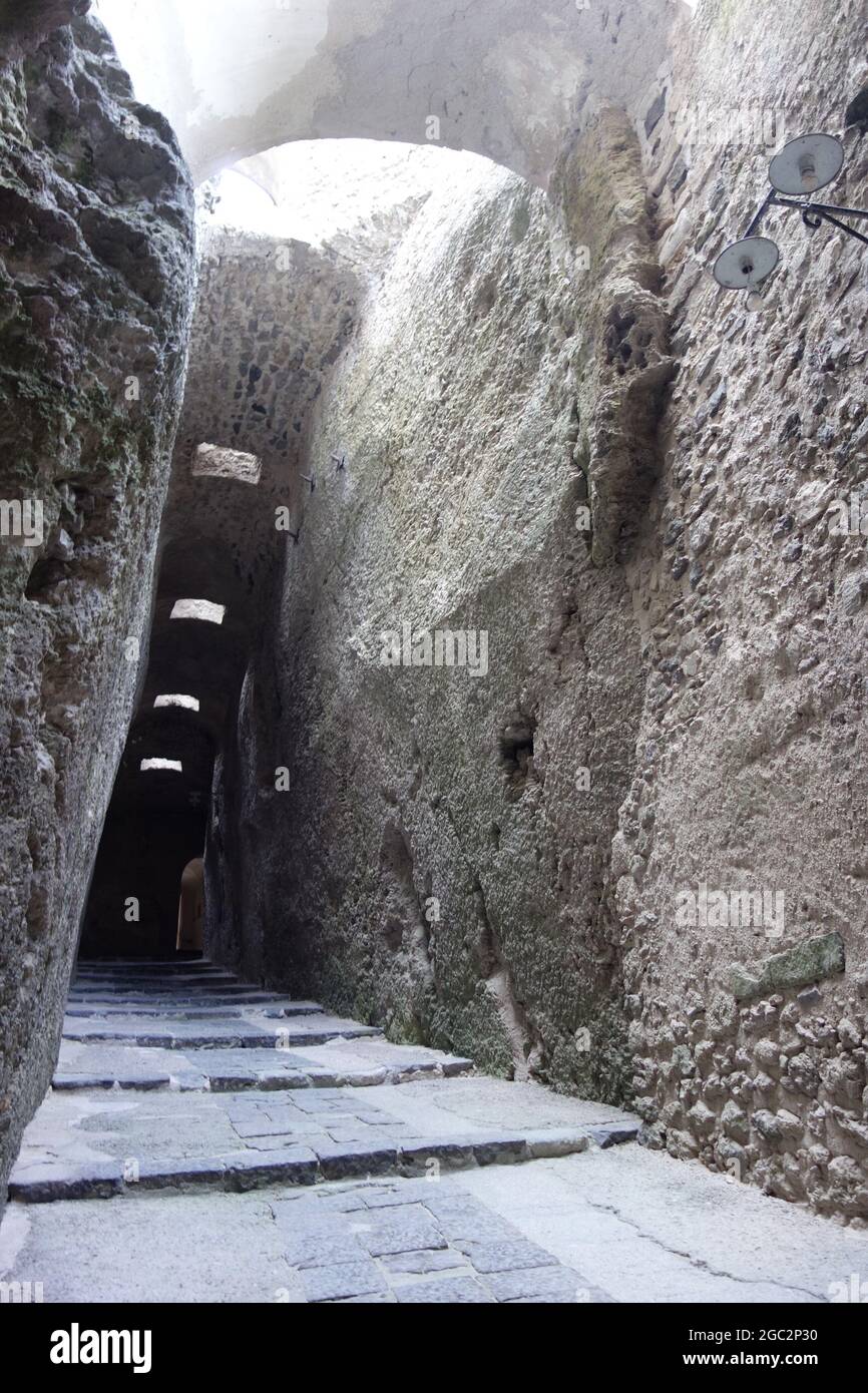 Interior of the Aragonese castle in Ischia island in Italy Stock Photo ...