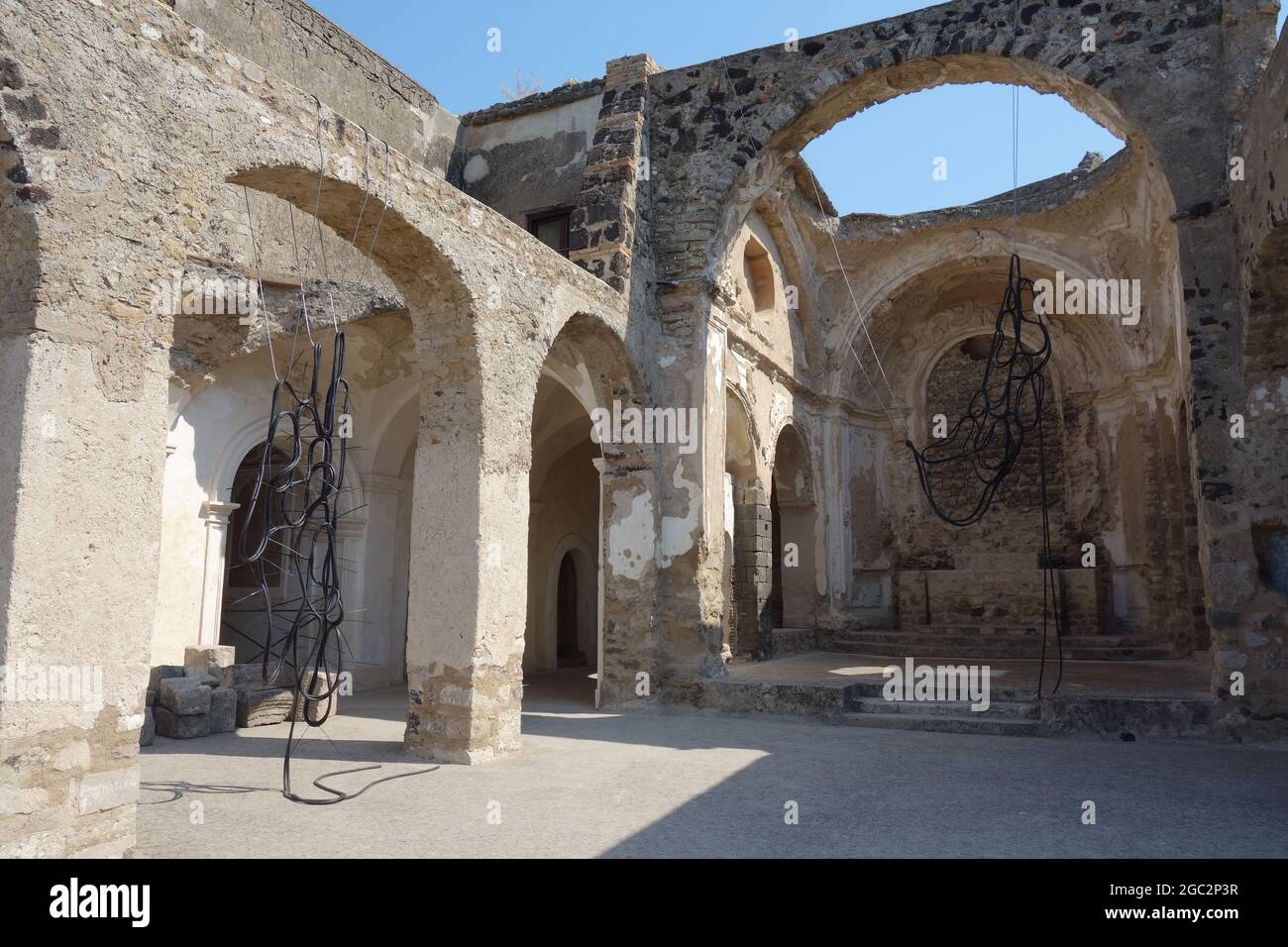 Interior of the Aragonese castle in Ischia island in Italy Stock Photo ...