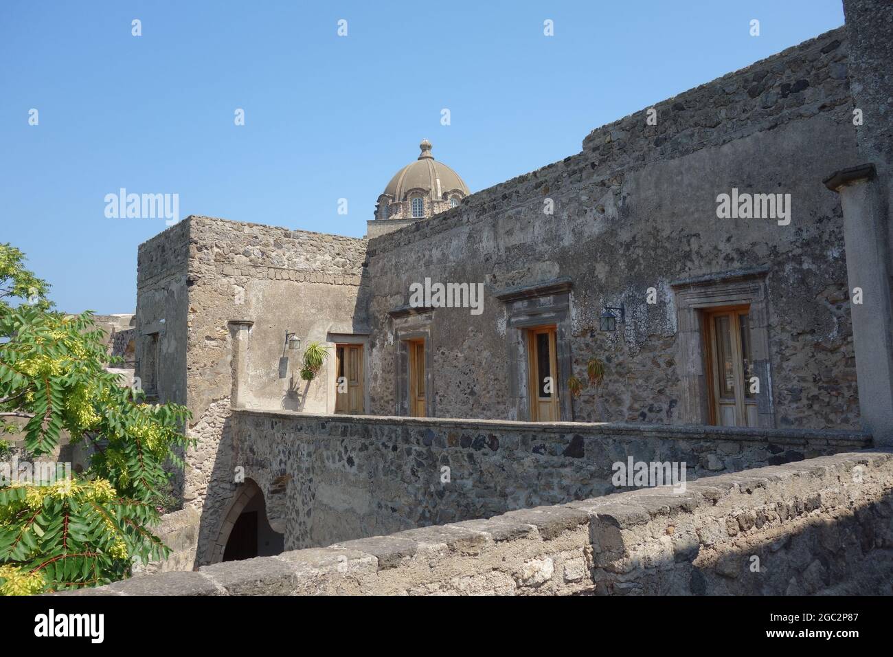 Interior of the Aragonese castle in Ischia island in Italy Stock Photo ...