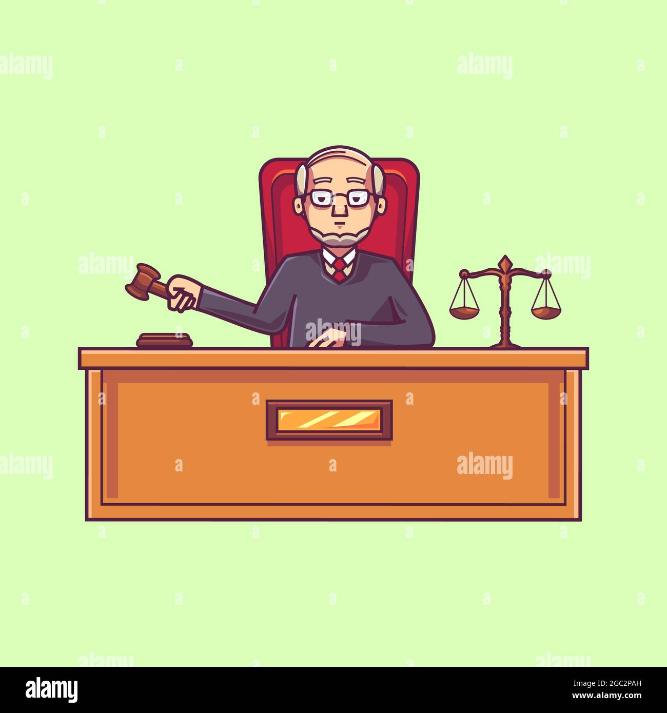 Judge illustration concept: The judge knocks the hammer Stock Vector ...