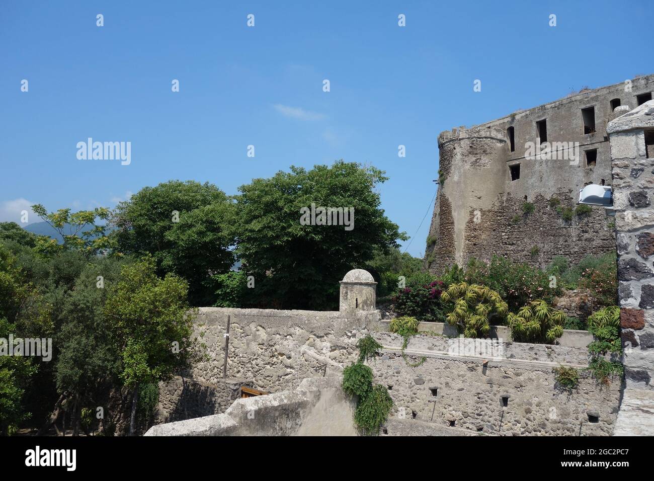 Interior of the Aragonese castle in Ischia island in Italy Stock Photo ...