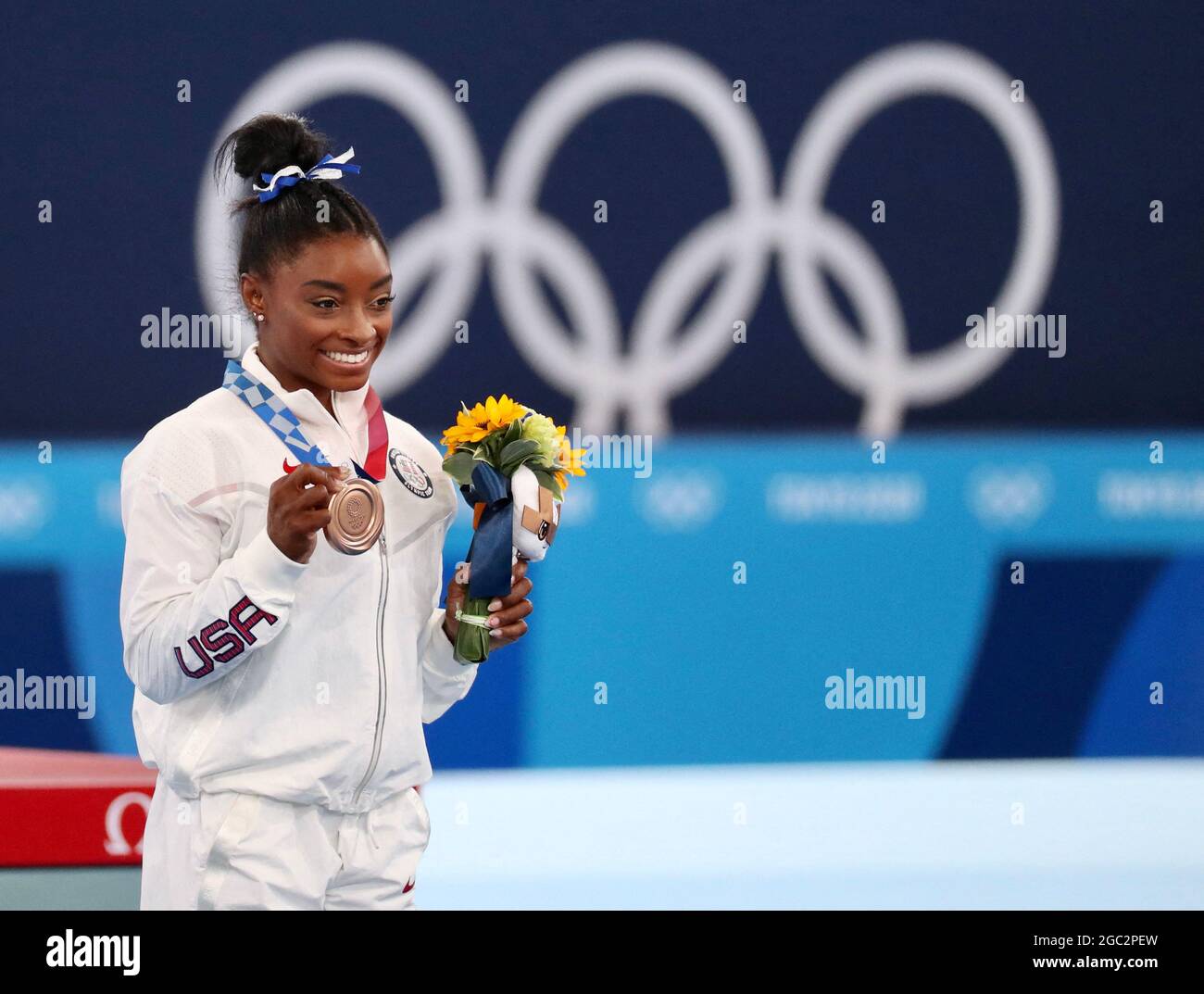 USA's Simone Biles on the podium with bronze in the Women's Balance ...