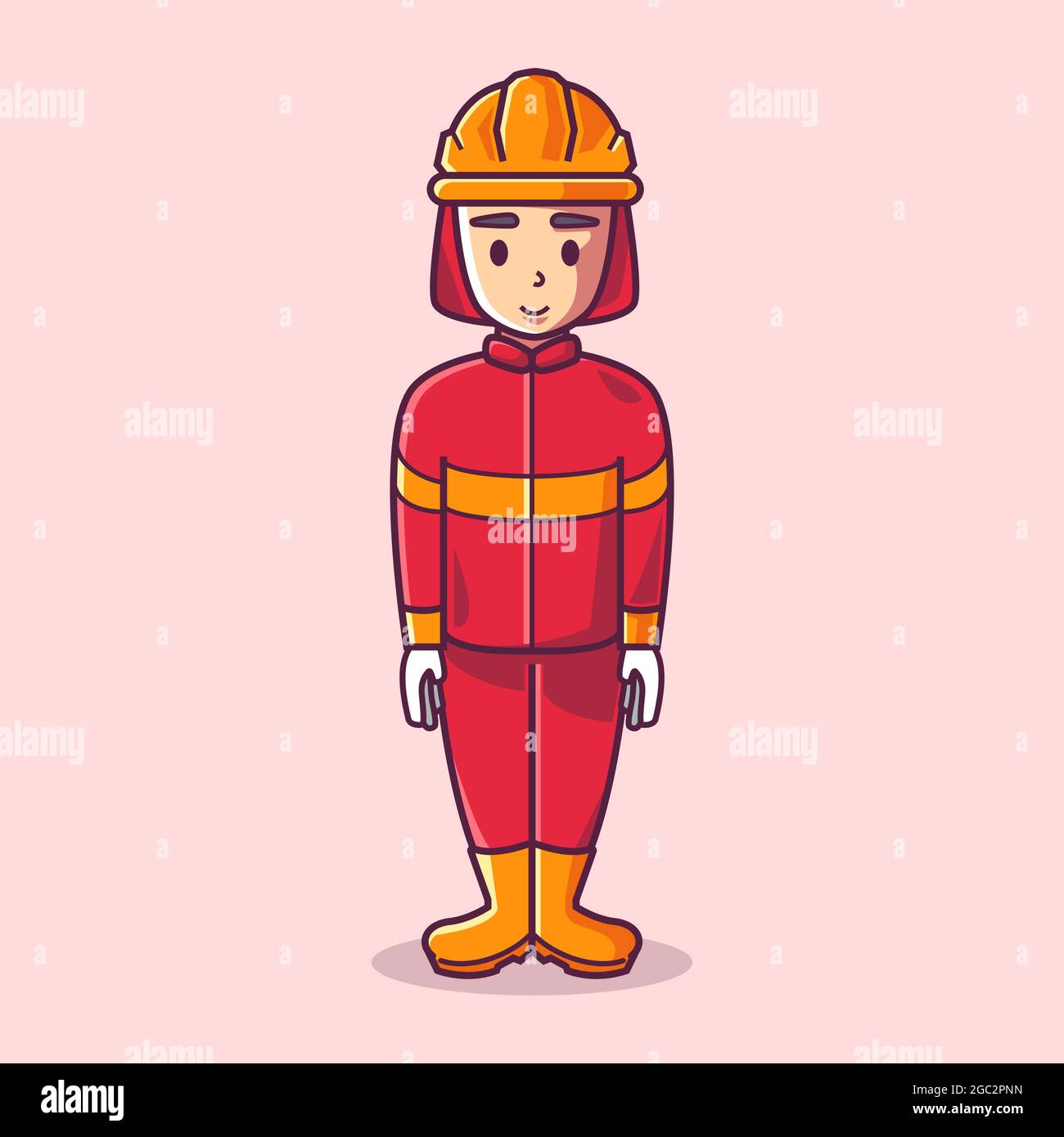 Profession character mascot: Firefighter. Cartoon style illustration ...