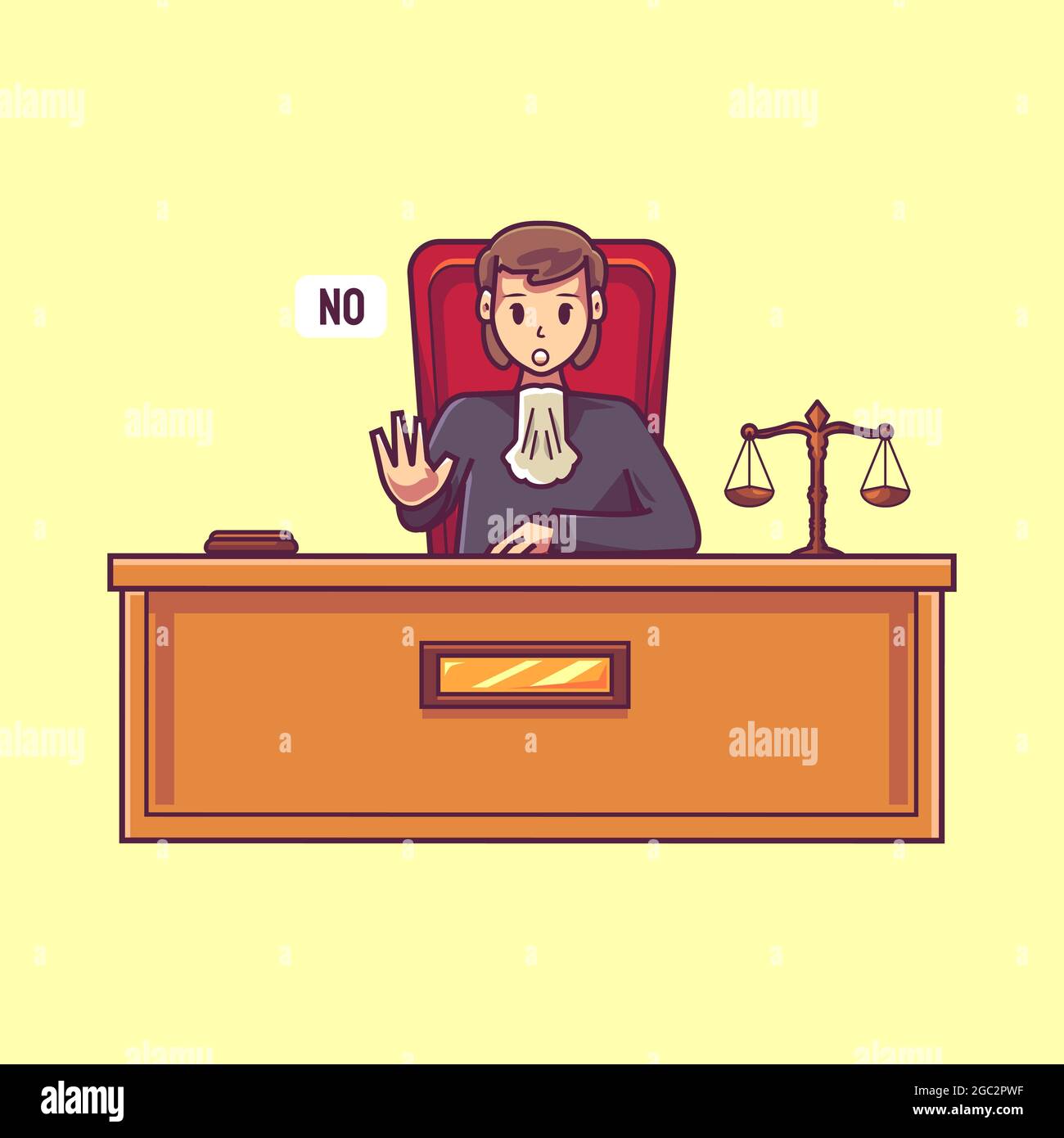 Female judge illustration concept: Judge said no Stock Vector Image ...