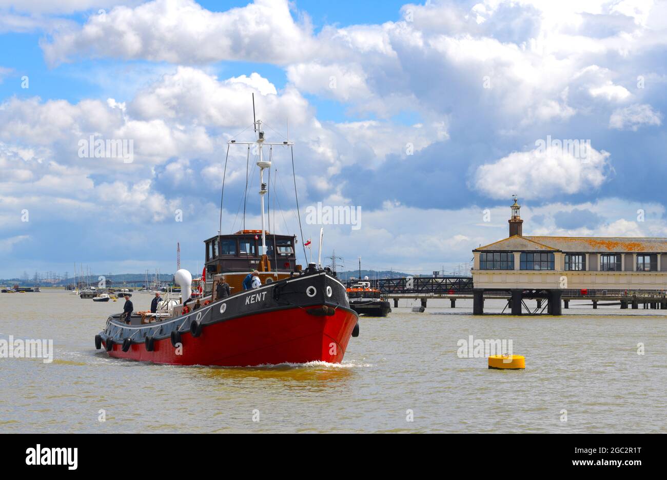 06/08/2021. Gravesend UK A sunny day on the River Thames near Gravesend ...