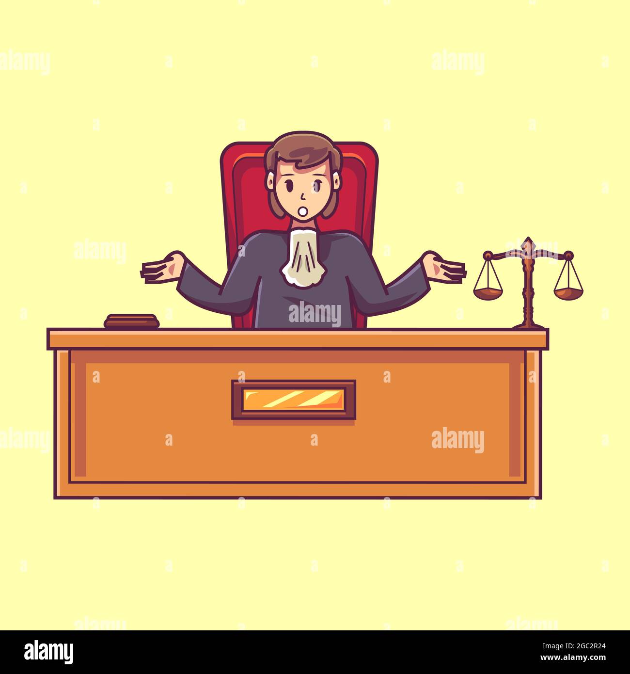 Female judge illustration concept: Judge does not want to know Stock ...