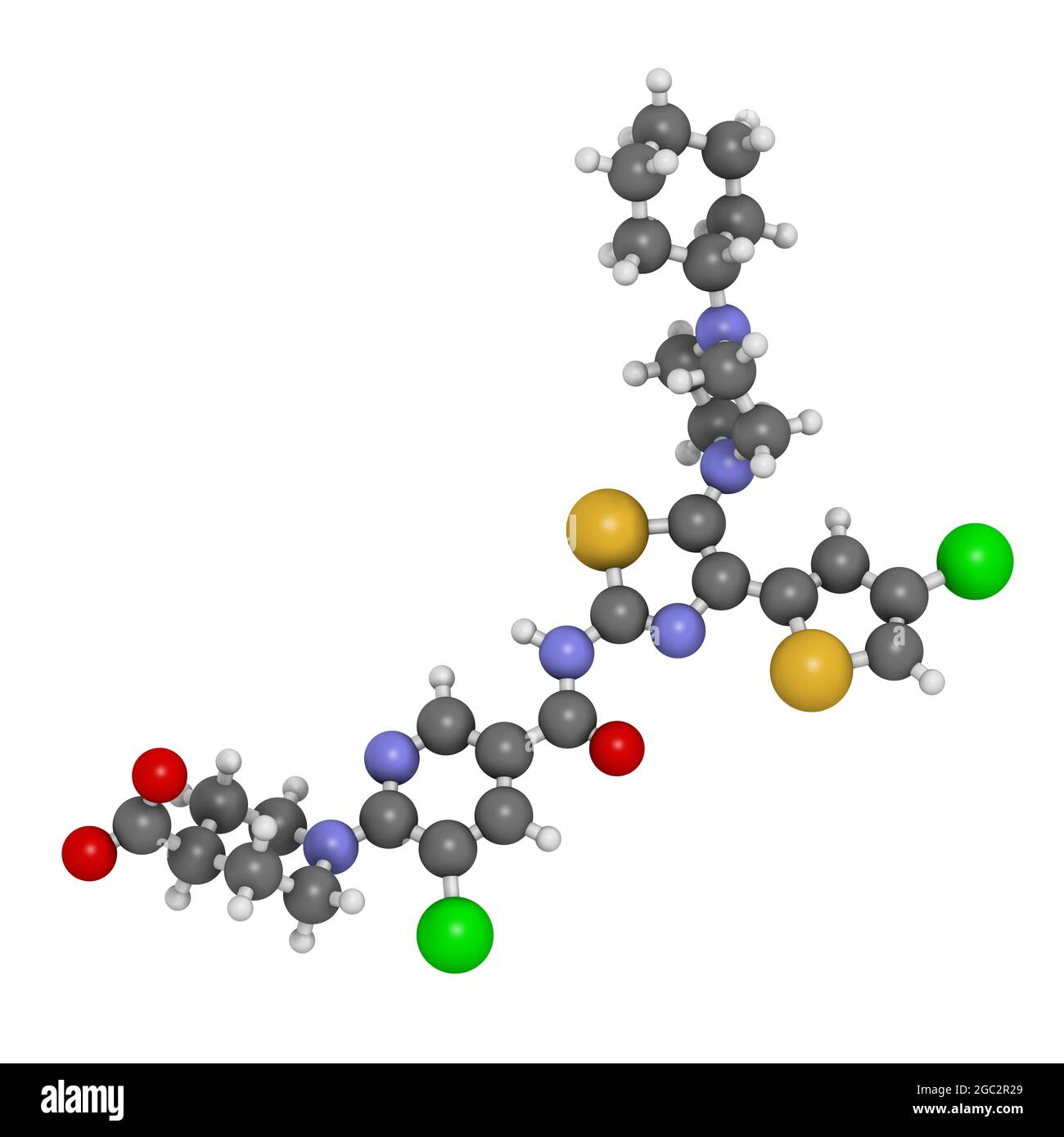 Avatrombopag thrombocytopenia drug molecule. 3D rendering. Atoms Stock ...