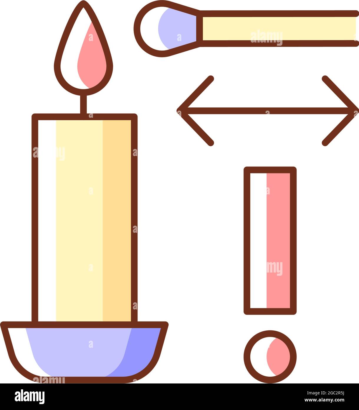 Lighting candle with long match RGB color manual label icon Stock ...