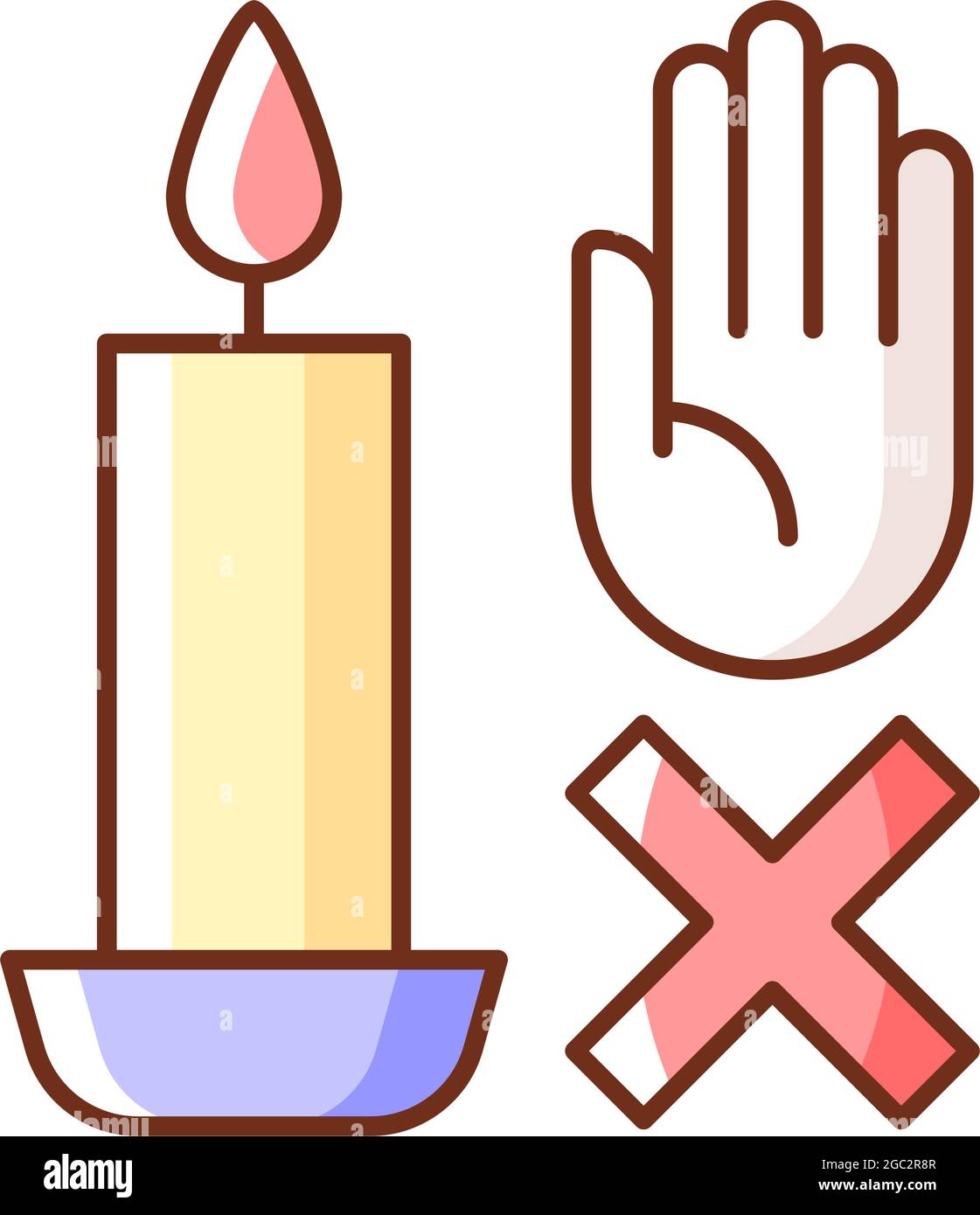 Never touch burning candle RGB color manual label icon Stock Vector ...