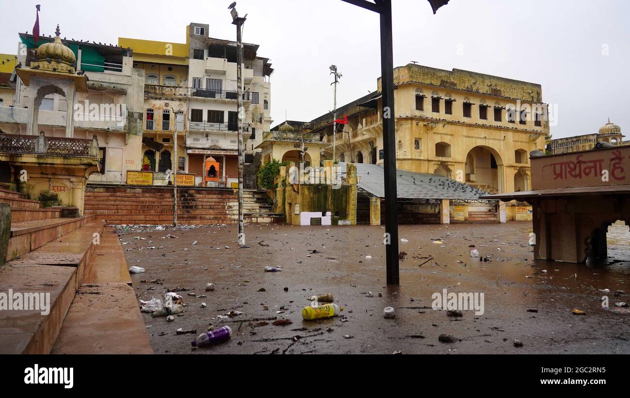 A General view of the Holy Pushkar Lake after Heavy Monsoon rain made ...
