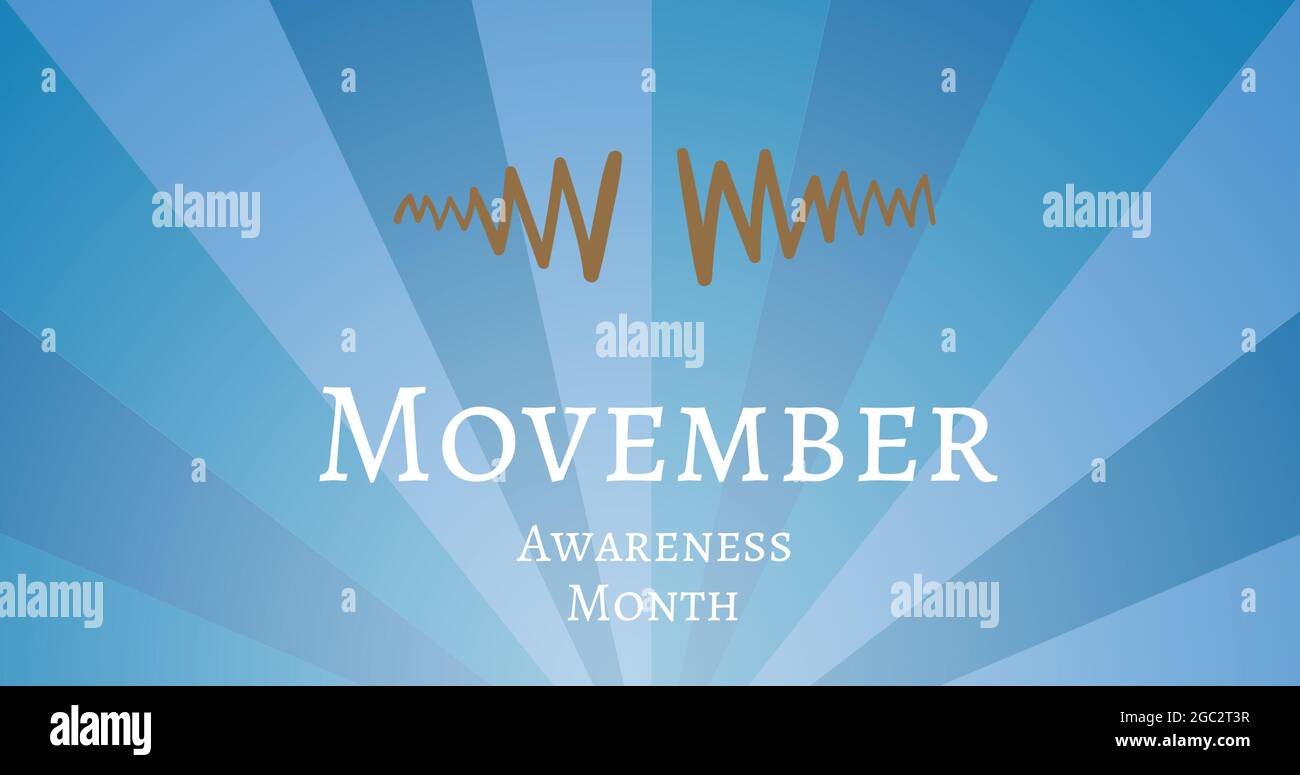 Composition of movember awareness month text on blue background Stock ...