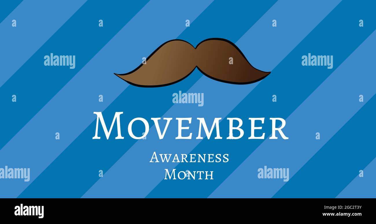Composition of movember awareness month text on blue background Stock ...