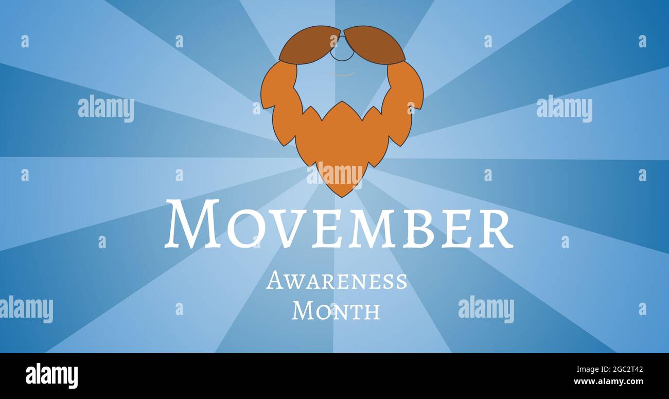 Composition of movember awareness month text on blue background Stock Photo - Alamy