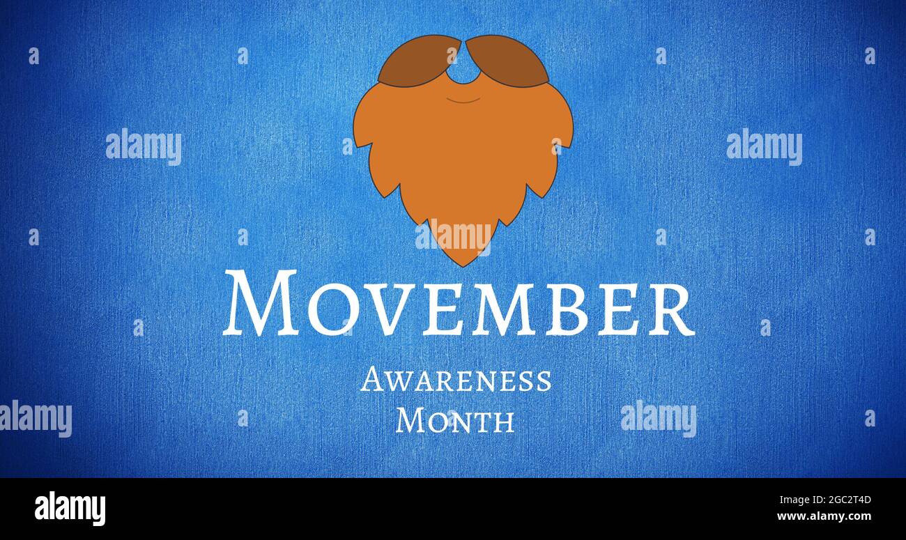 Composition of movember awareness month text on blue background Stock Photo - Alamy