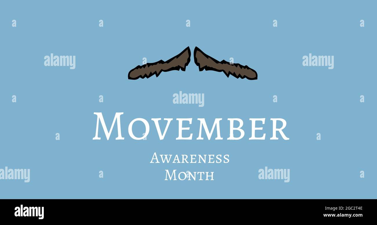 Composition of movember awareness month text on blue background Stock ...