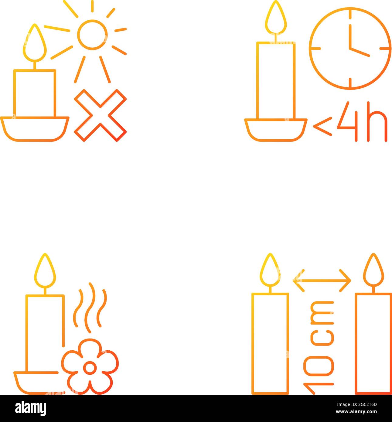 Candle warning label gradient linear vector manual label icons set ...