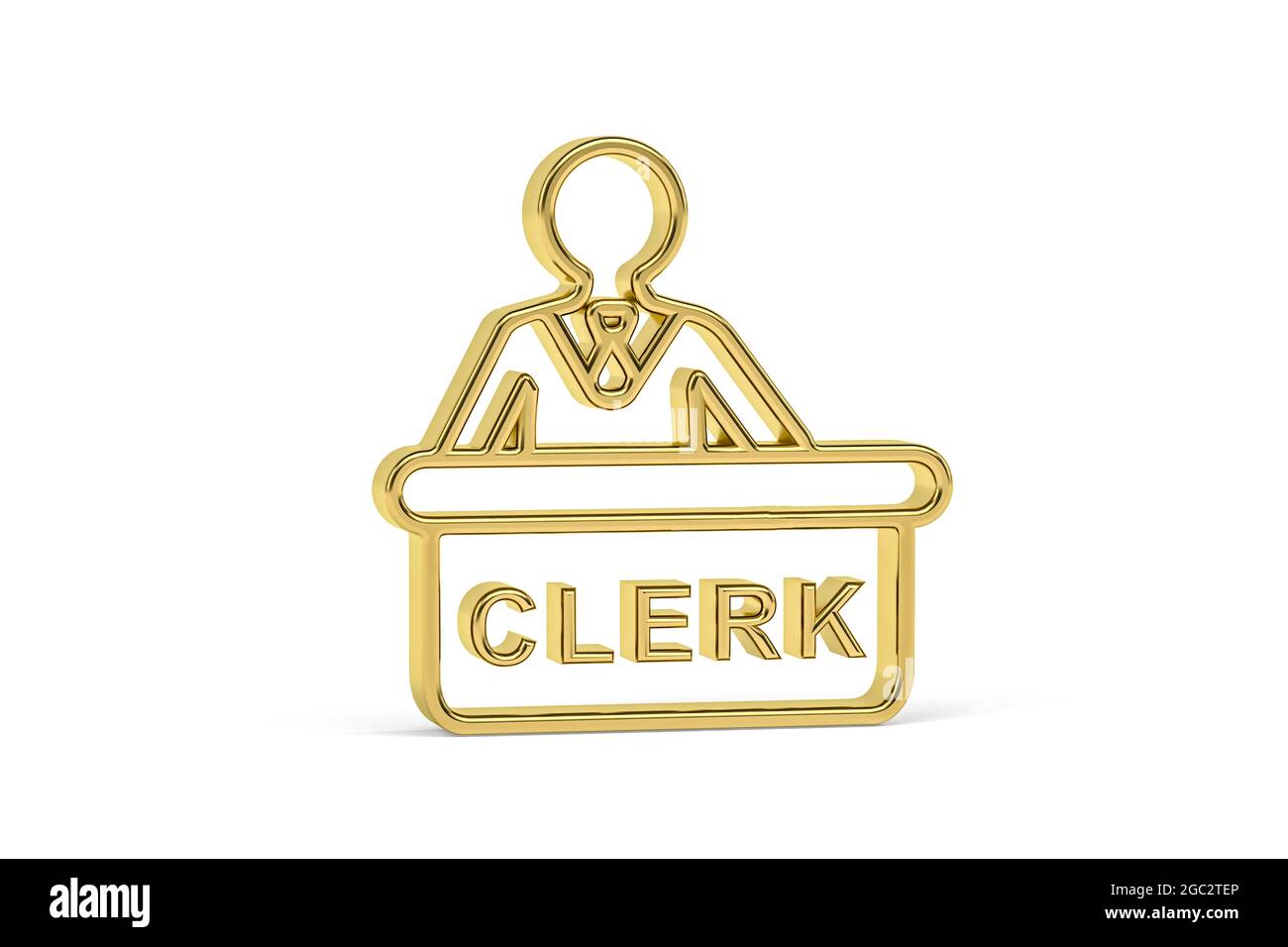 Golden 3d clerk icon isolated on white background - 3D render Stock ...