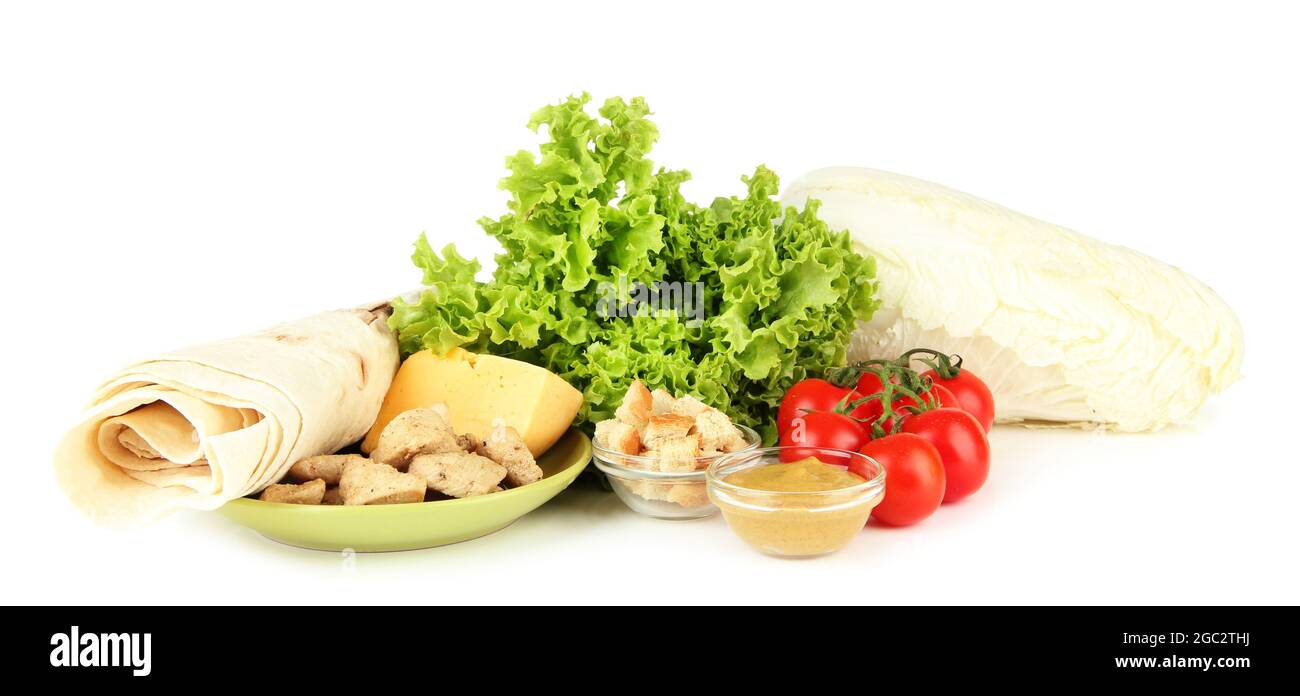 Ingredients for cooking kebab, isolated on white Stock Photo - Alamy
