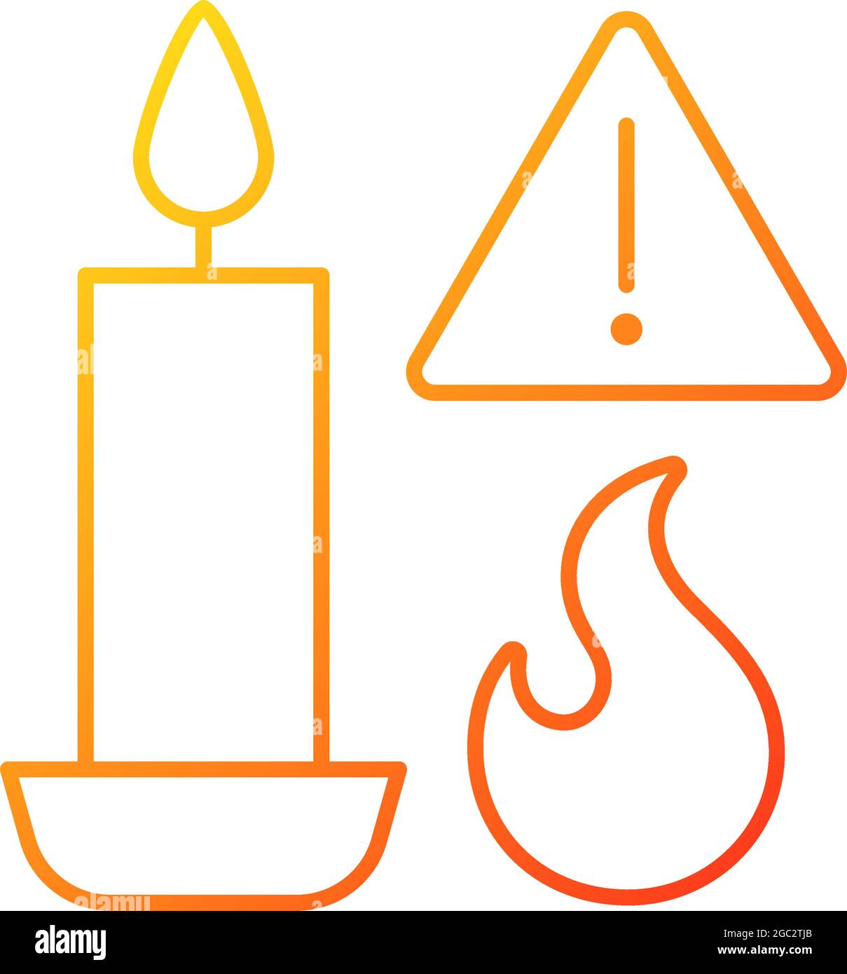 Fire danger from candles gradient linear vector manual label icon Stock ...