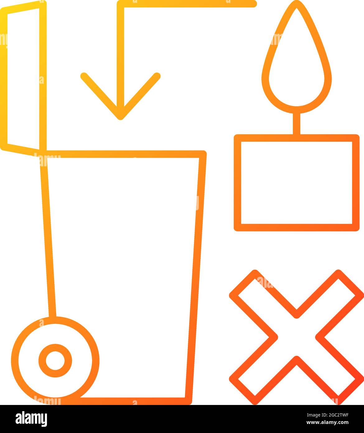 Never throw hot wax in trash bin gradient linear vector manual label ...