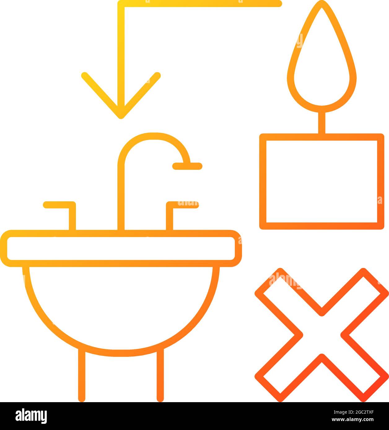 Never throw hot wax down sink gradient linear vector manual label icon ...
