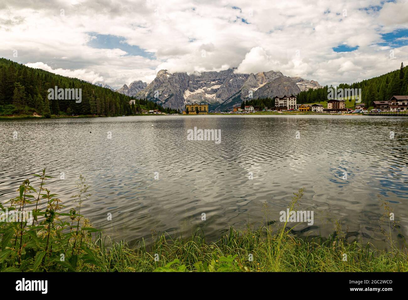 view ok Lake Misurina is the largest natural lake of the Cadore Stock ...