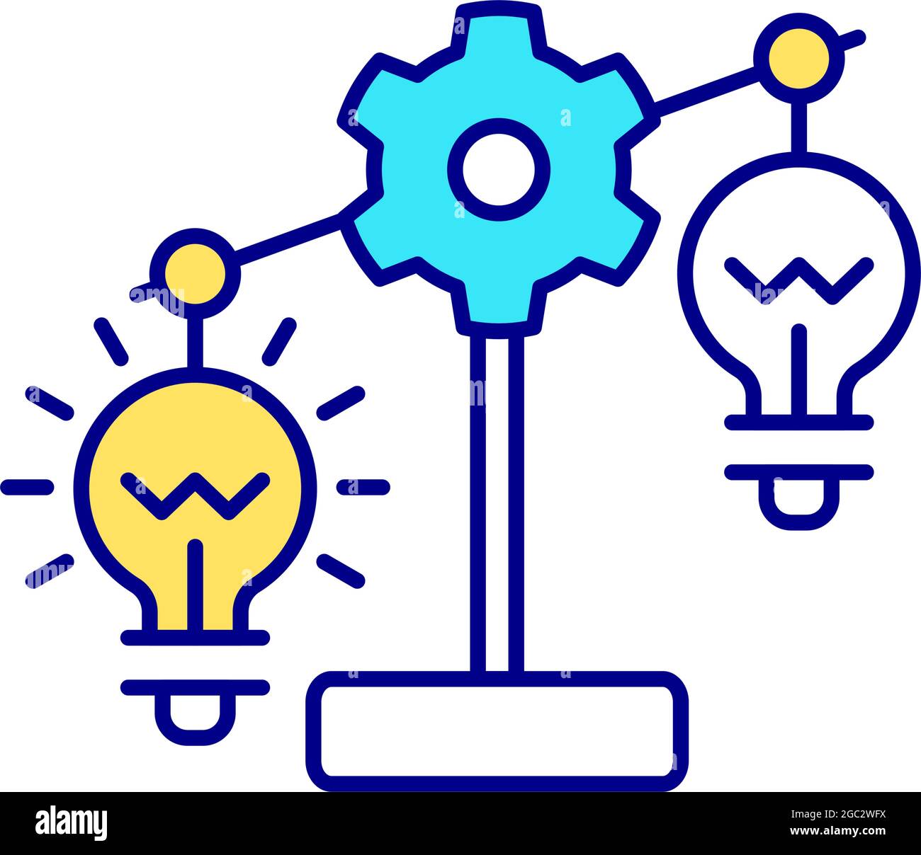Lightbulbs and gear in balance RGB color icon Stock Vector Image & Art ...