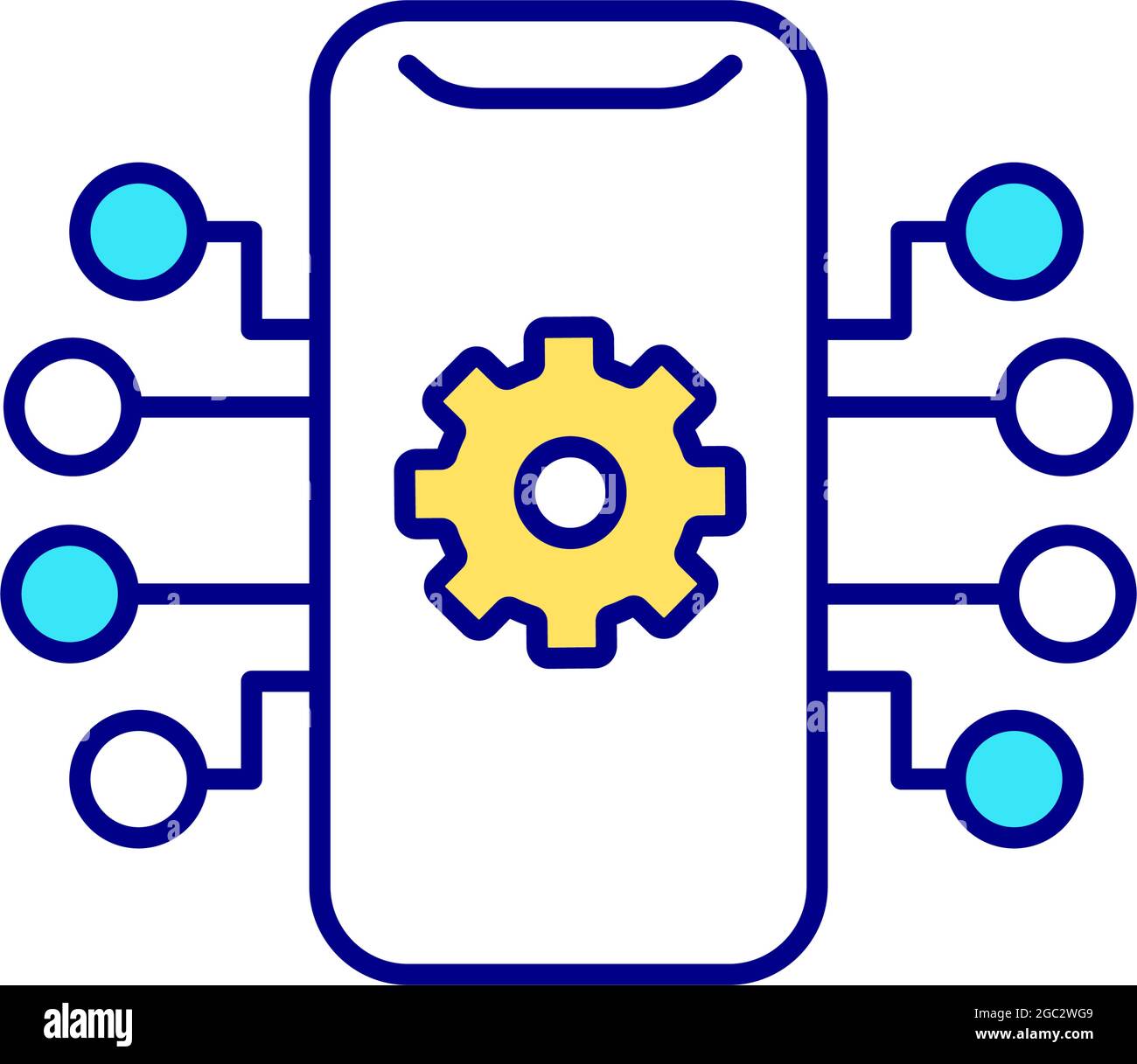 Smartphone and gear on display RGB color icon Stock Vector Image & Art ...