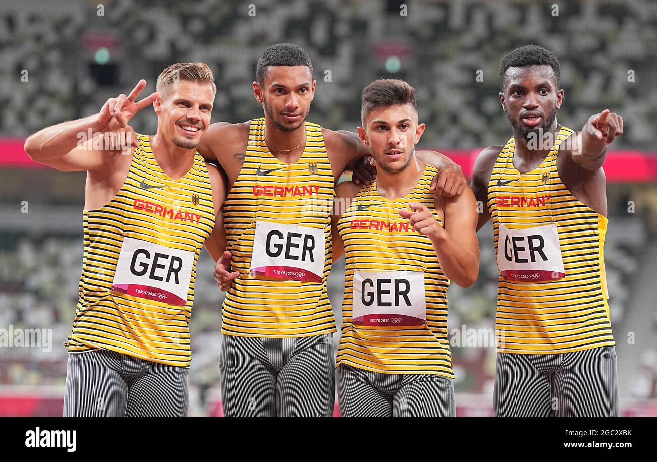 Tokyo, Japan. 06th Aug, 2021. Athletics: Olympics, 4 x 100 m, men ...