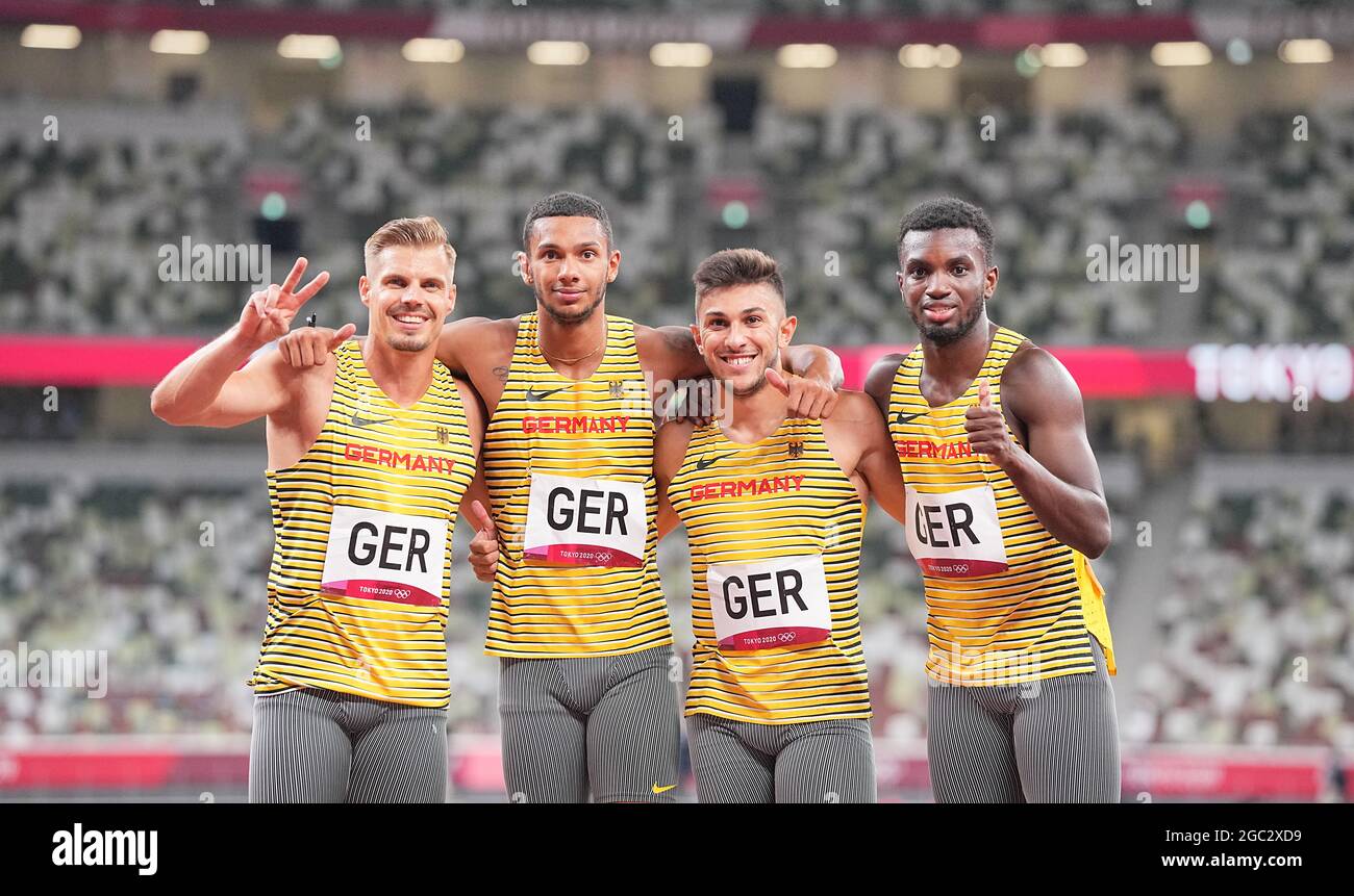 Tokyo, Japan. 06th Aug, 2021. Athletics: Olympics, 4 x 100 m, men ...
