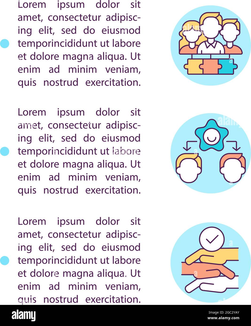 Productive team work concept line icons with text Stock Vector Image ...