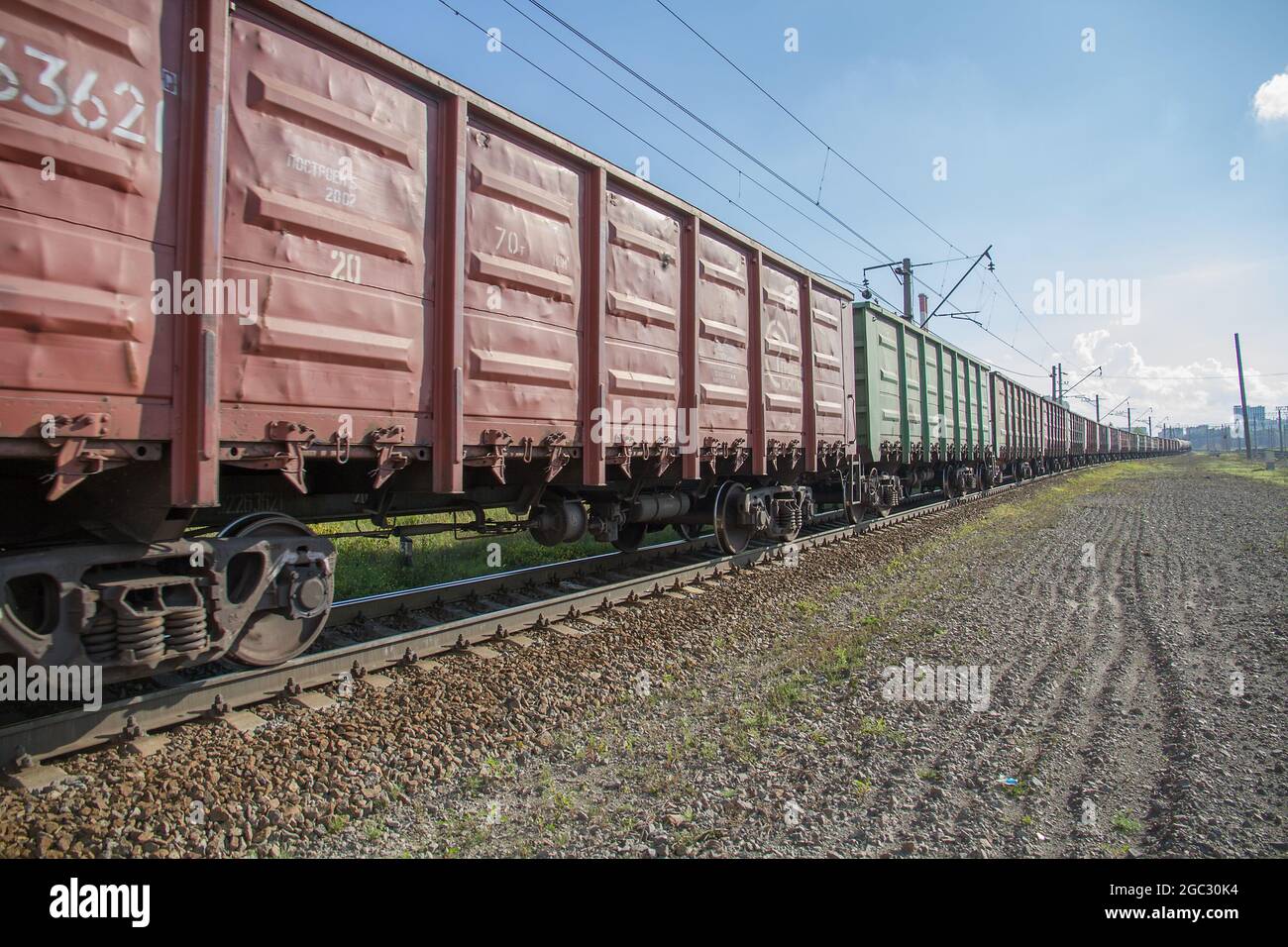 Russia. Moscow. Railway. Freight train wagons on the tracks Stock Photo ...