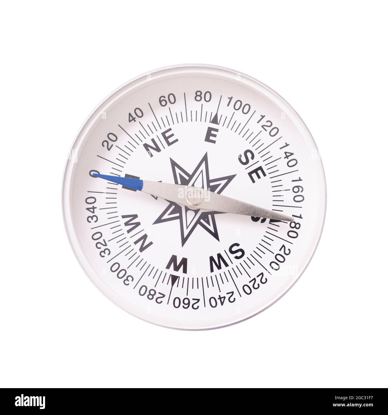 Tourist compass on a white background. Compass on white background ...