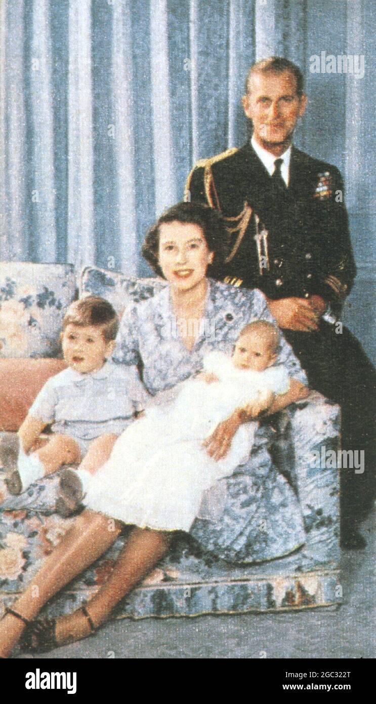 Queen Elizabeth II with Prince Phillip and their children, Charles, and ...