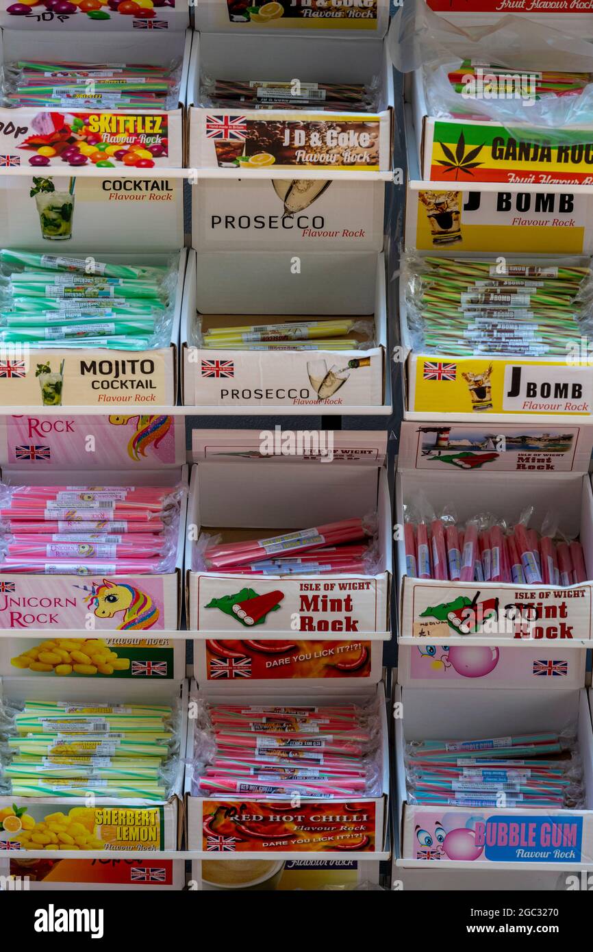 sticks of rock, cowes, isle of wight, confectionery, sweet shop ...