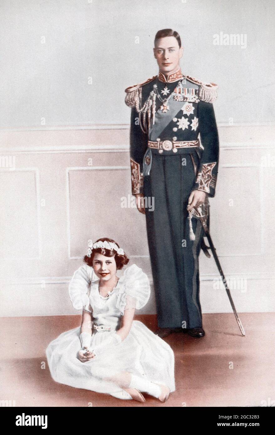 George VI with his elder daughter Princess Elizabeth 13th December 1936 ...