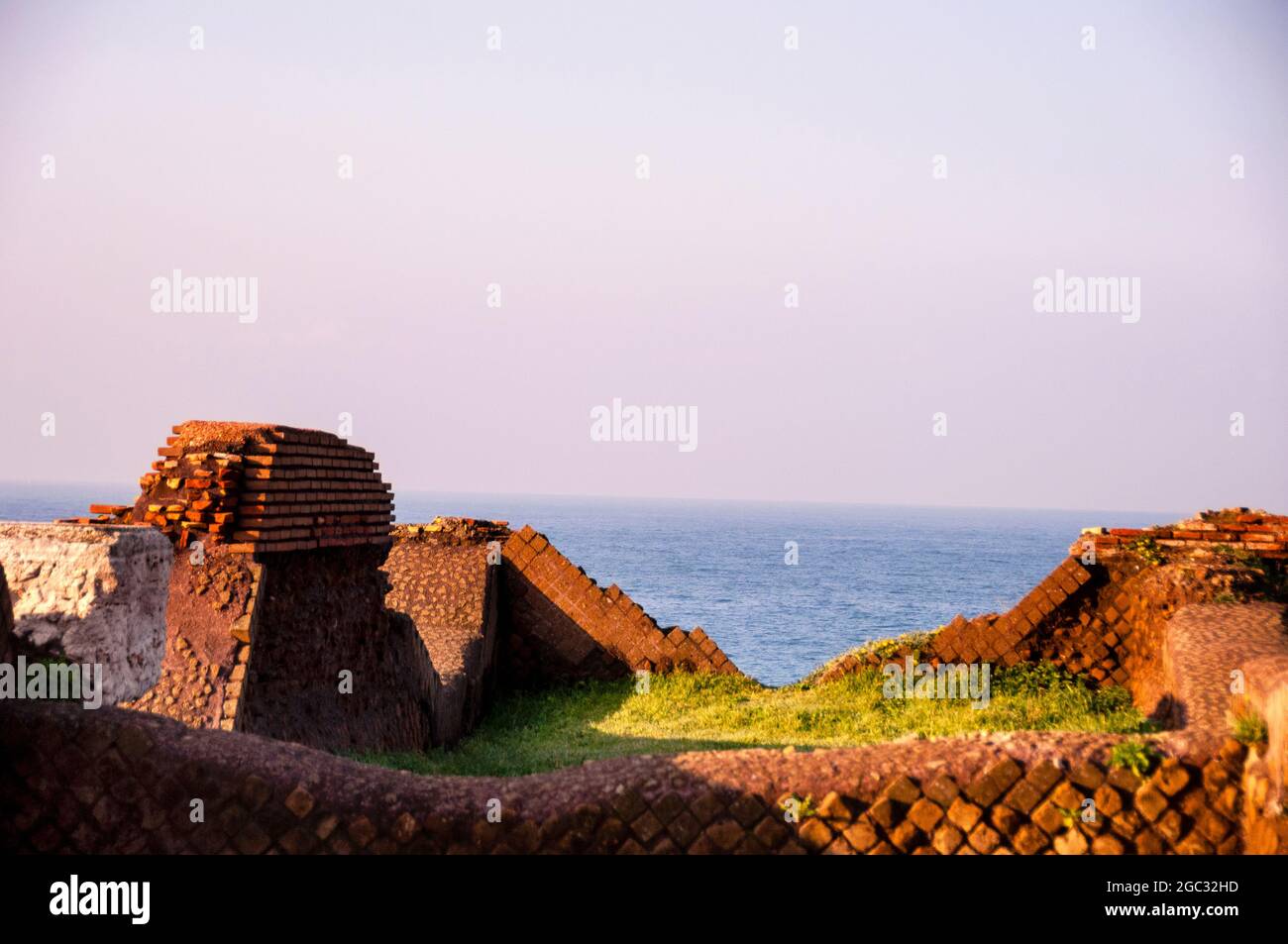 Brick remains on the Mediterranean coast of Villa Imperiale di Nerone ...