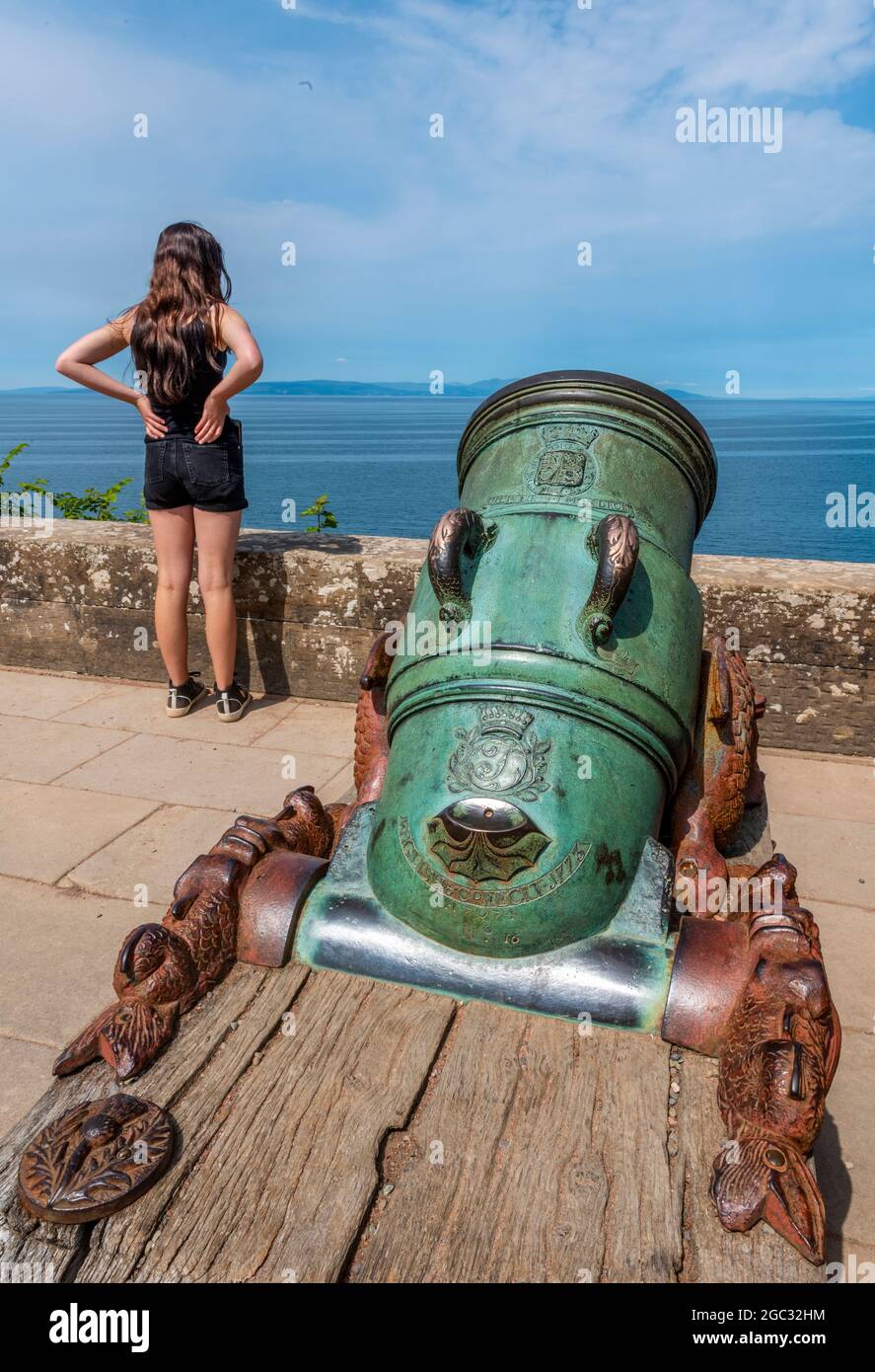 culzean castle, ayrshire, firth of clyde, girl looking out to sea ...