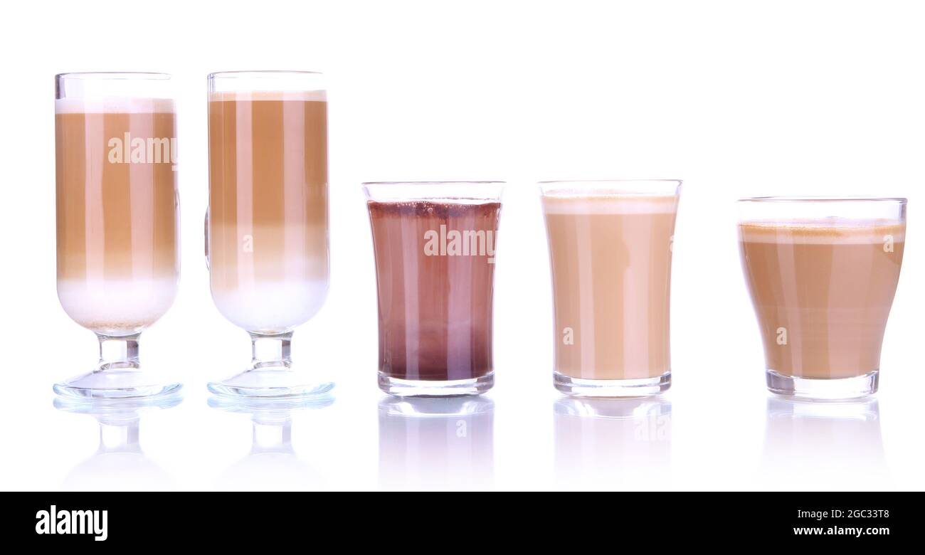 Layered coffee isolated on white Stock Photo - Alamy