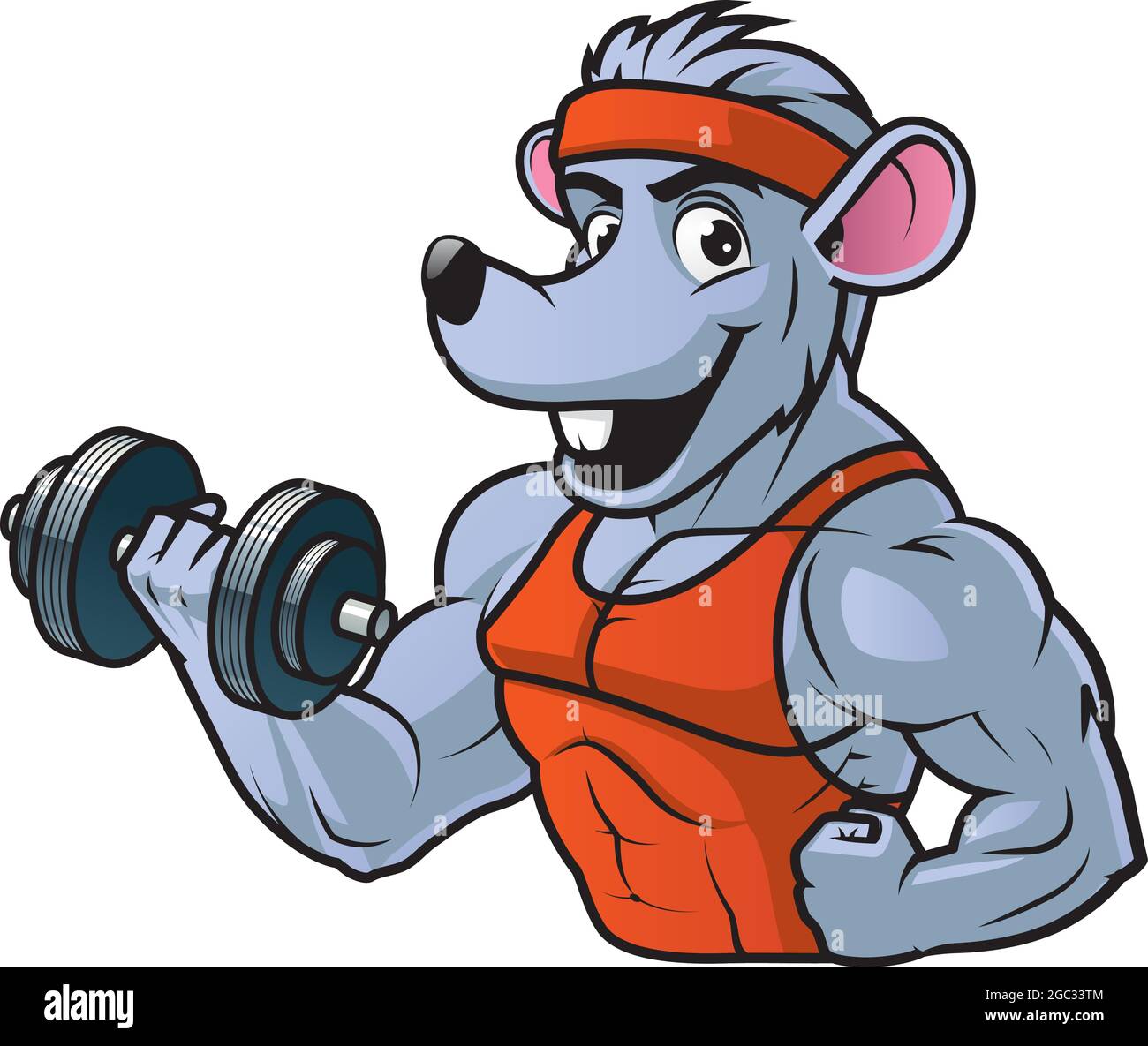 Illustration of a gym rat with the dumbbell Stock Vector Image & Art ...