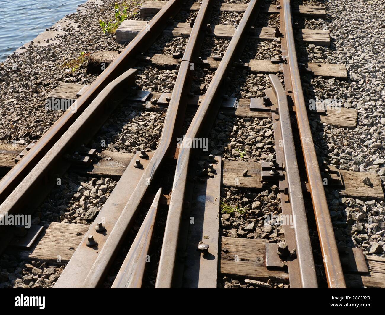 Railways on the shore of a sea Stock Photo - Alamy