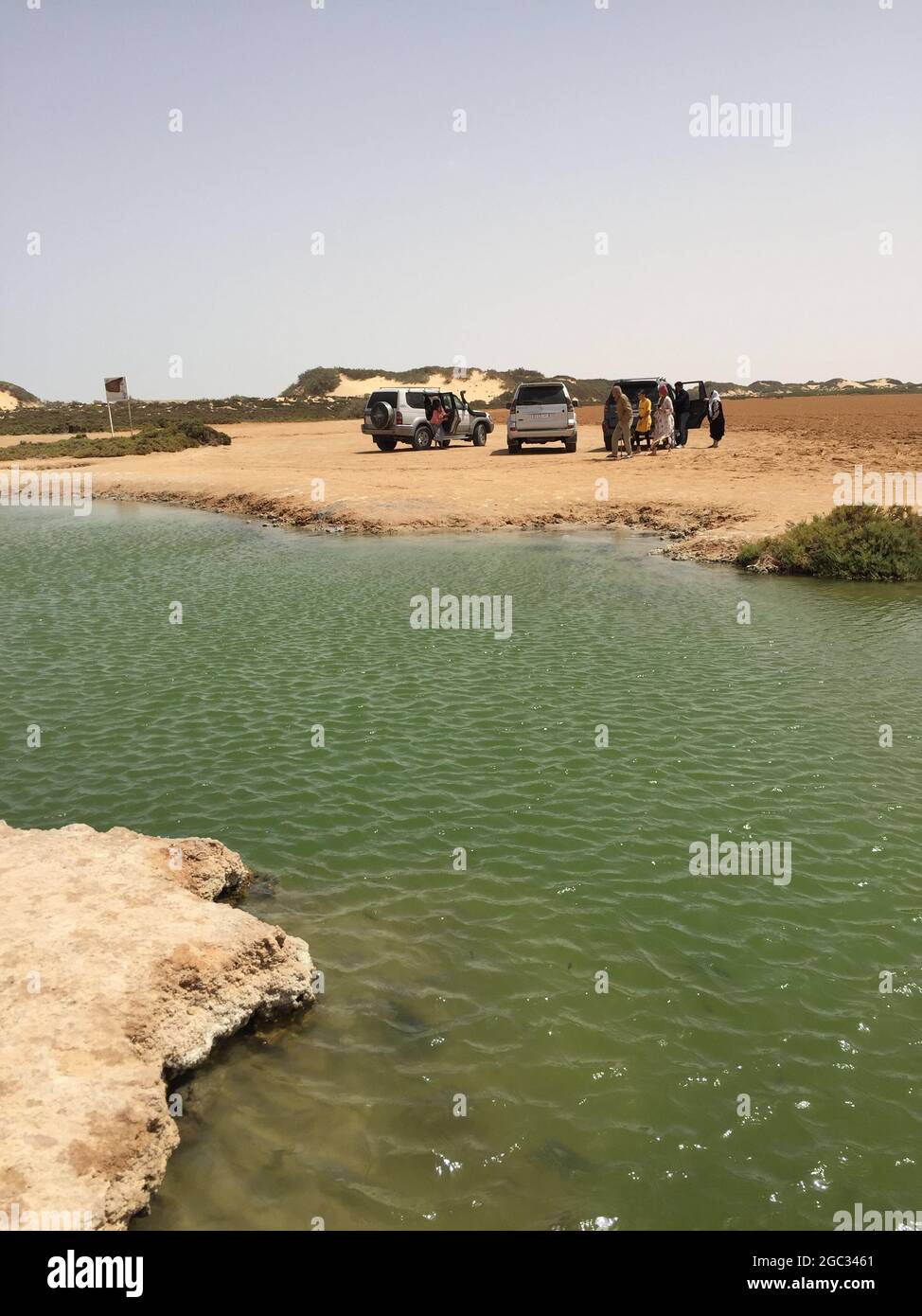 DAKHLA, MOROCCO - Jul 09, 2019: A family having a relaxing time at the ...