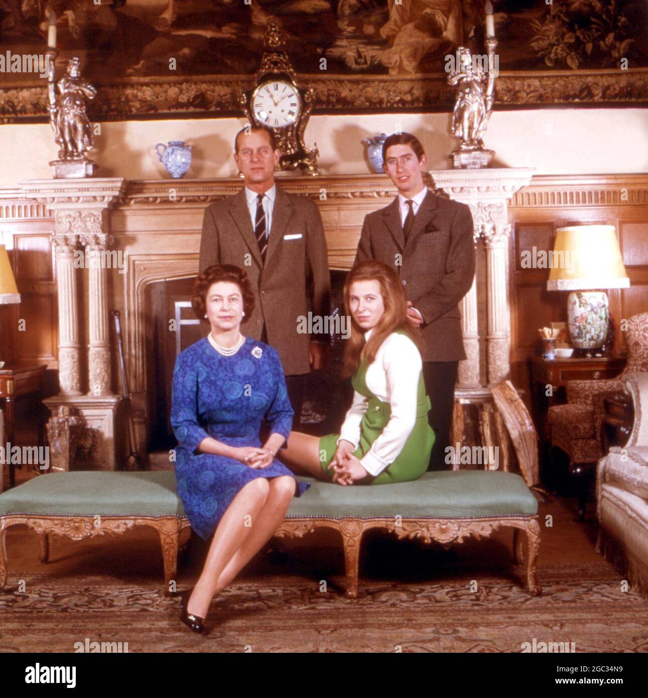 Queen Elizabeth II Prince Philip Prince Charles and Princess Anne Stock Photo - Alamy