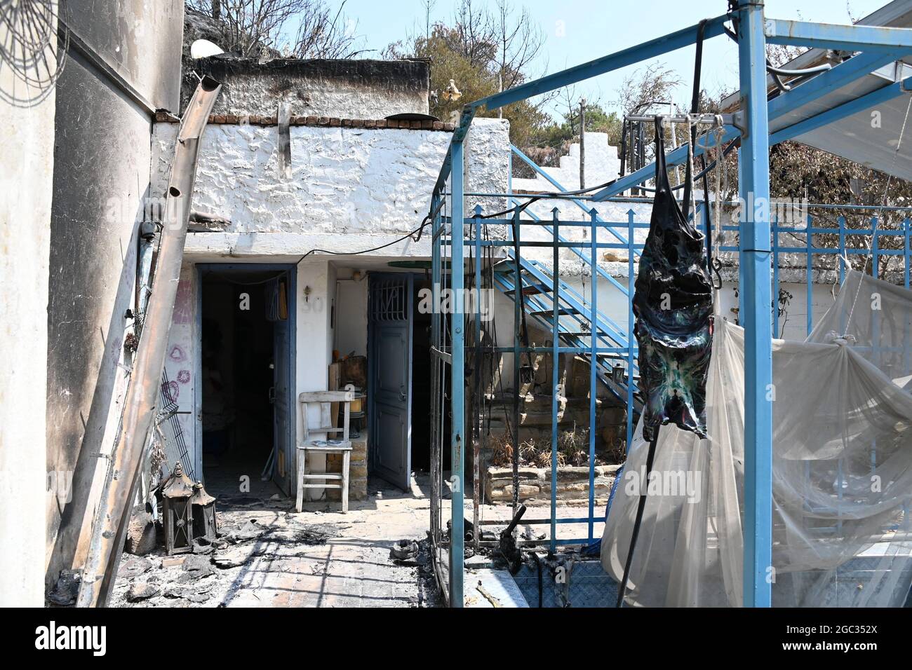 Kalemler, Turkey. 06th Aug, 2021. The entrance of the house of a German ...